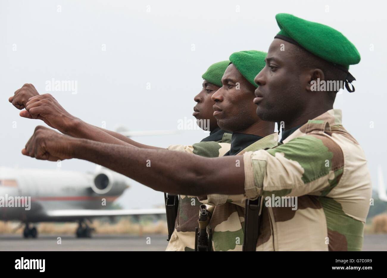 Gabonese Armed Forces Soldiers march during the closing day ceremony of ...