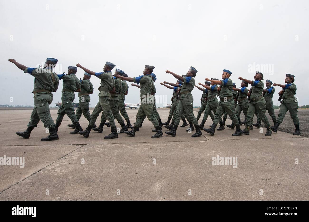 Gabonese Armed Forces Soldiers march during the closing day ceremony of ...