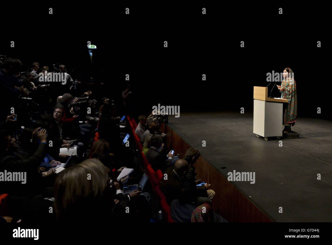 Education campaigner Malala Yousafzai speaks at a press conference held ...
