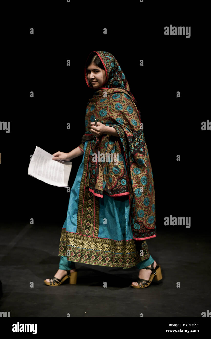 Education campaigner Malala Yousafzai arrives at a press conference ...