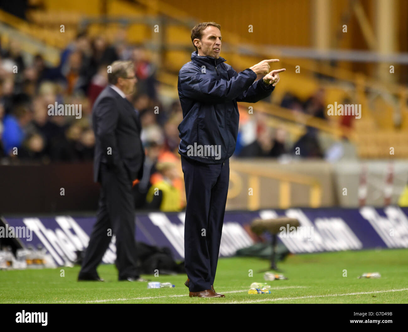 England U21 manager Gareth Southgate gestures on the touchline during ...