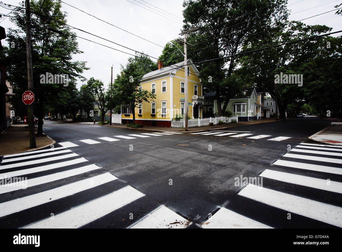 Intersection in the Fox Point neighborhood of Providence, Rhode Island ...