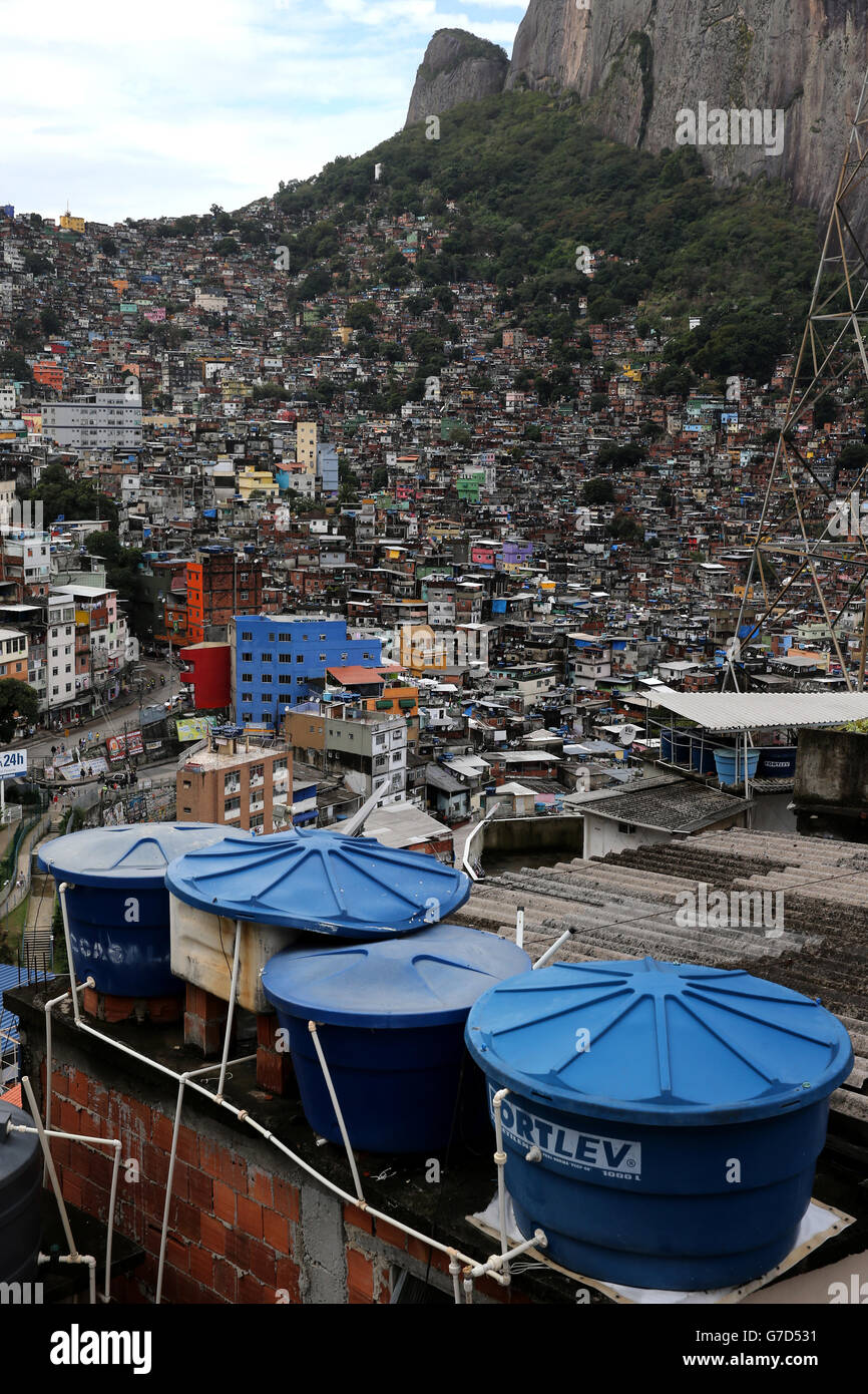 Rio De Janeiro, Brazil views of daily life in Rocinha Favela with large ...