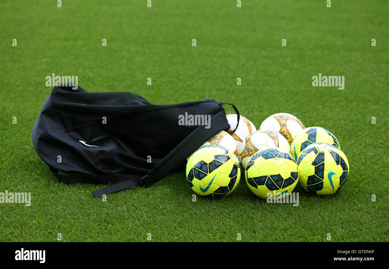 Detail view of footballs on the pitch hi-res stock photography and ...