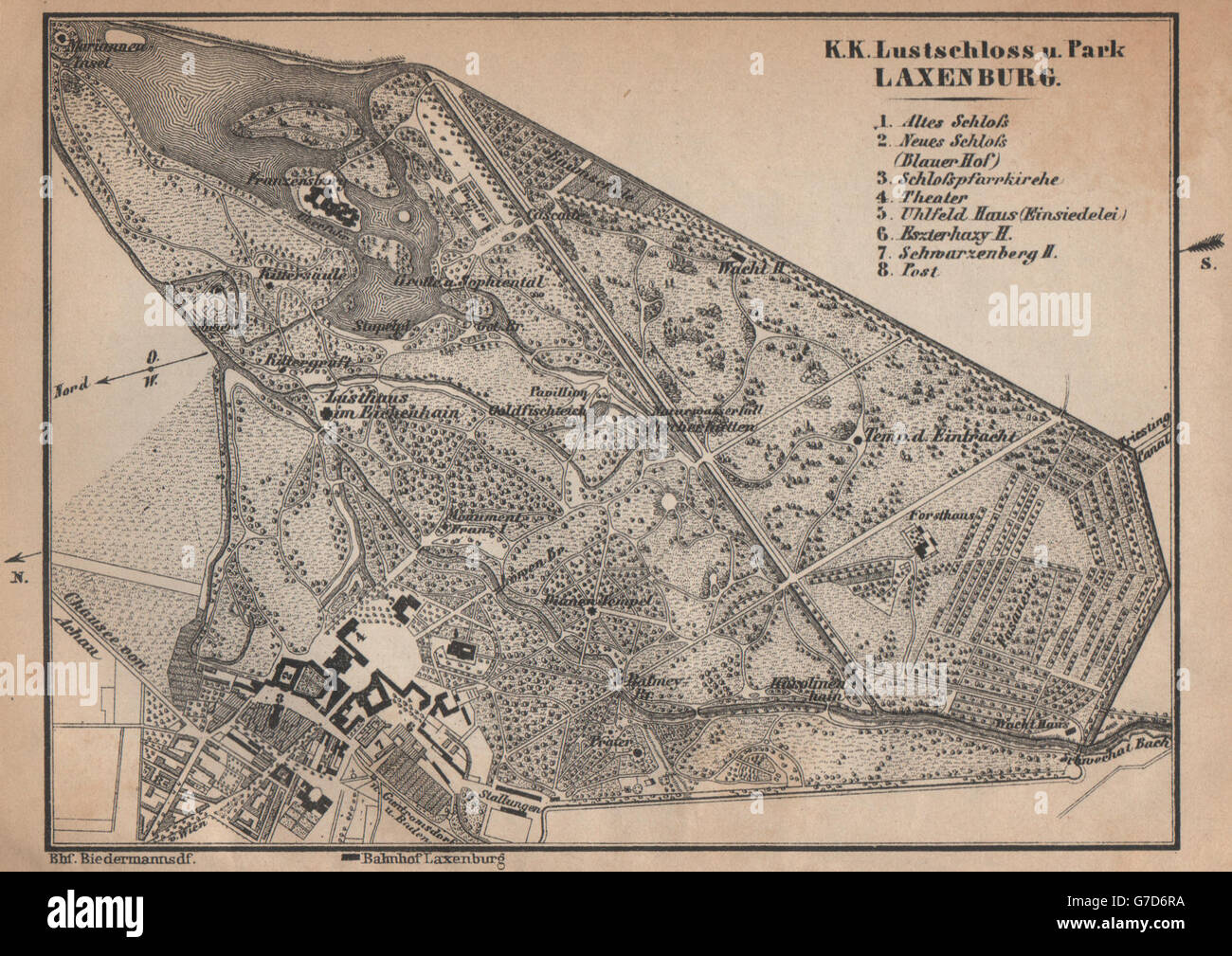 LUSTSCHLOSS & PARK LAXENBURG. Castle. Austria Österreich karte, 1905 ...