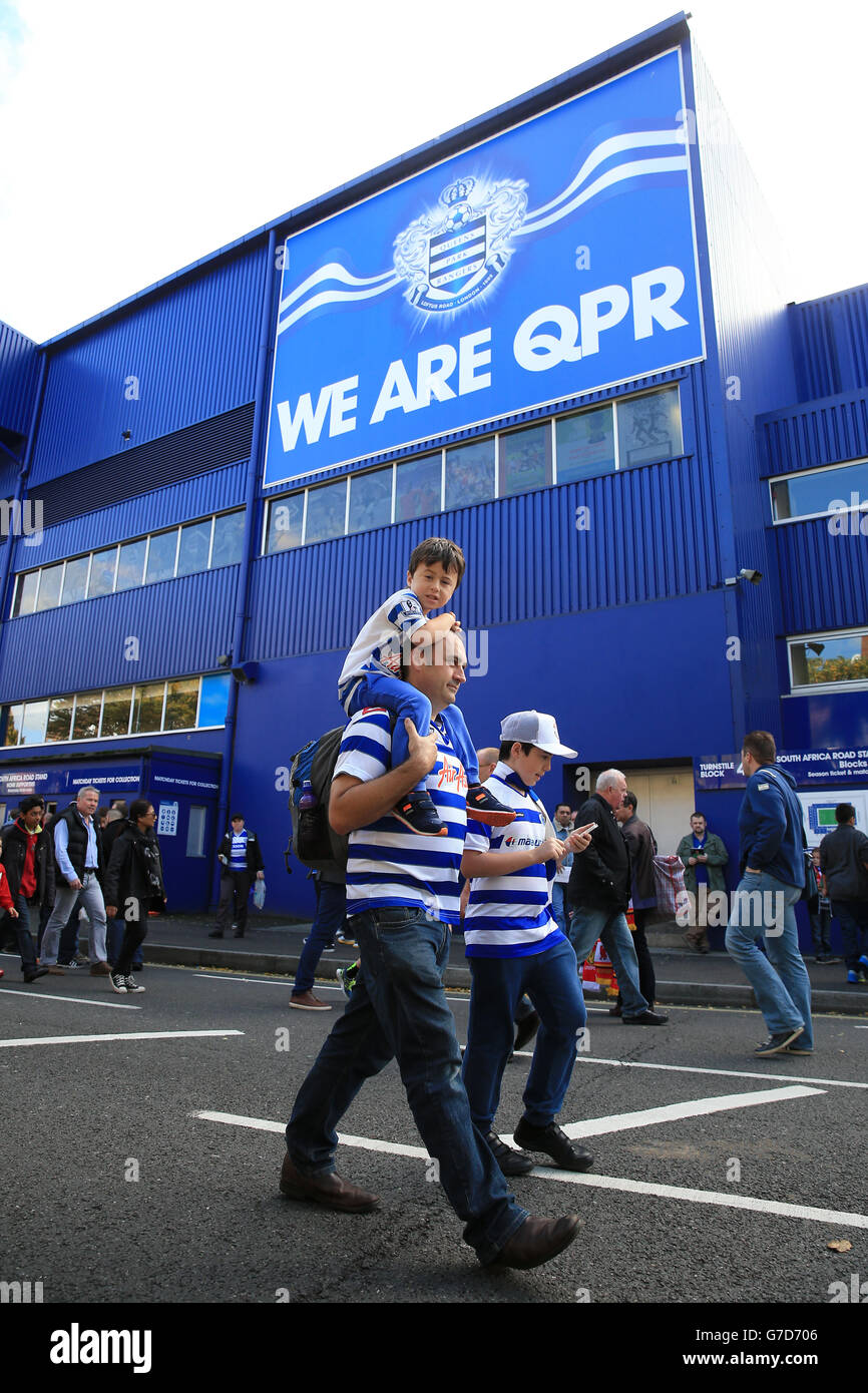 Queens Park Rangers fans outside Loftus Road before kick-off during the ...