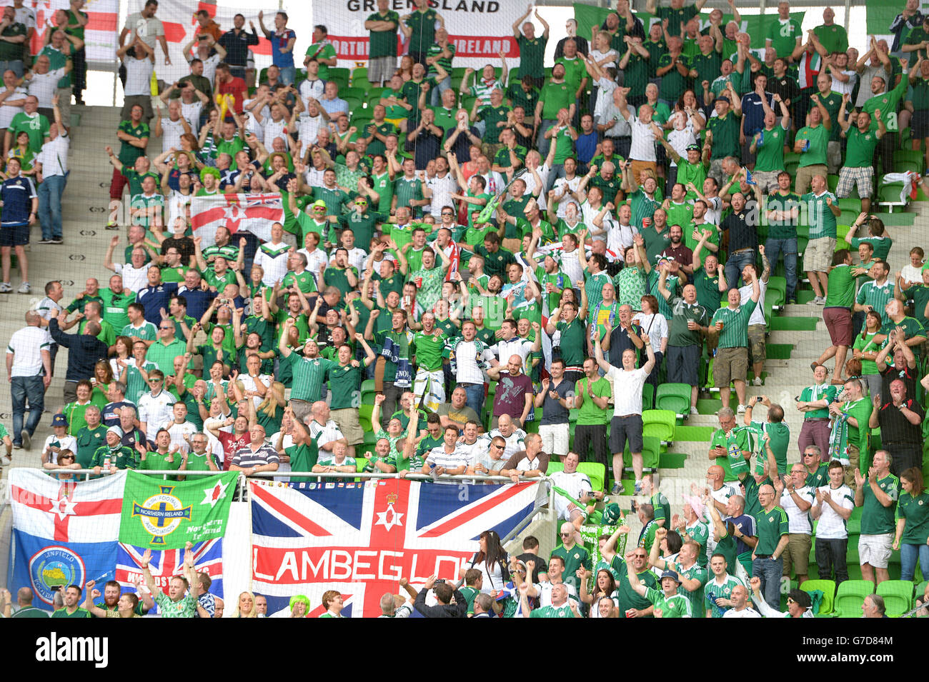 Northern ireland fans in the stands show their support hi-res stock ...