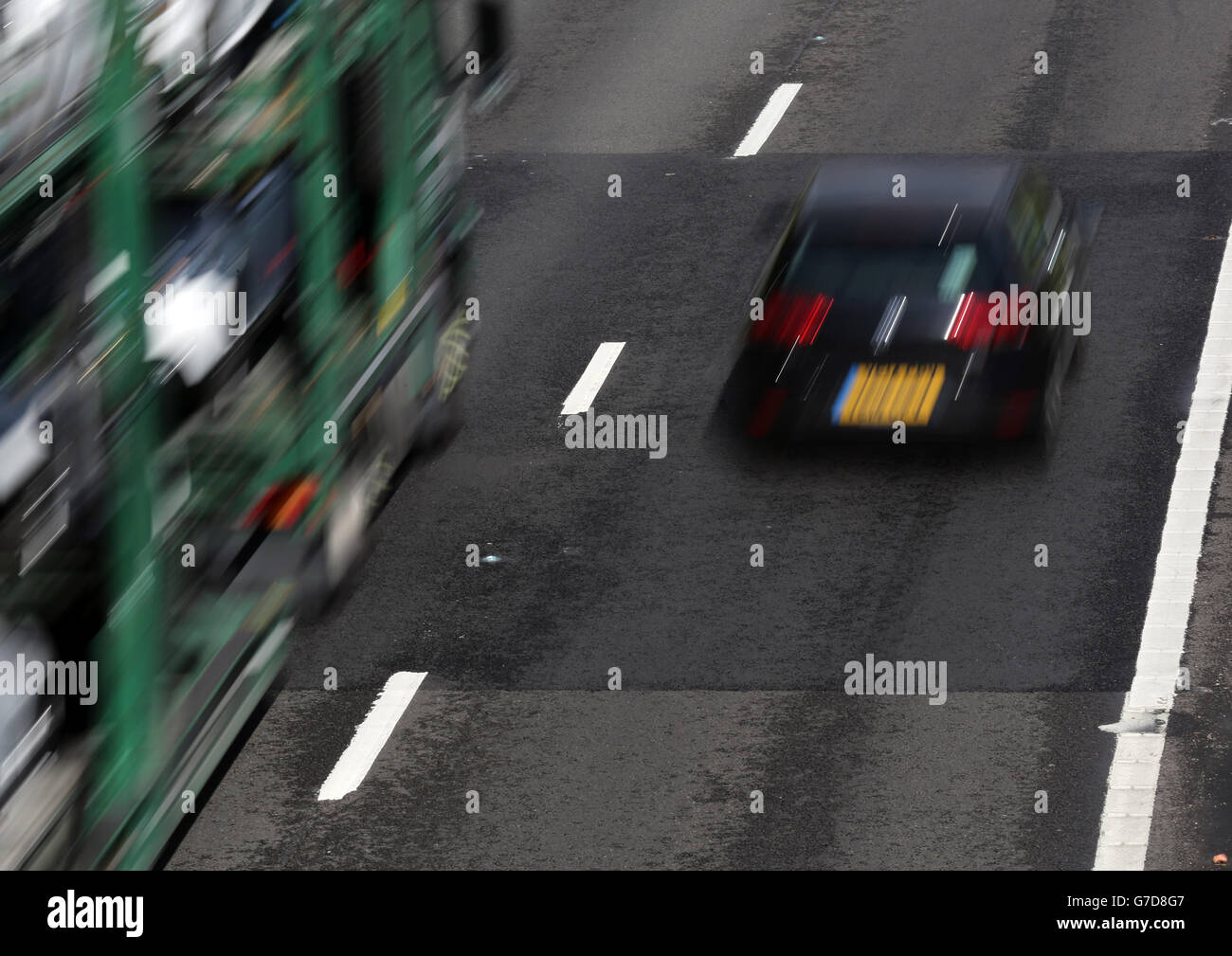Road stock. Traffic moves along the M11 at junction 13 in ...
