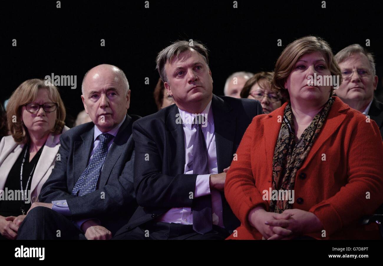 Shadow Chancellor of the Exchequer Ed Balls watches as his wife Shadow ...