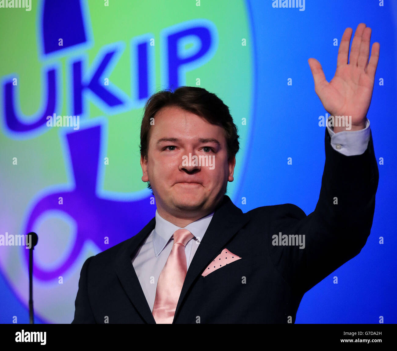 Ukip's Tim Aker delivers his speech during the Ukip annual conference ...