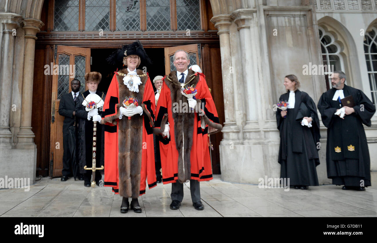 The newly elected Lord Mayor of London Alan Yarrow (third right) with ...