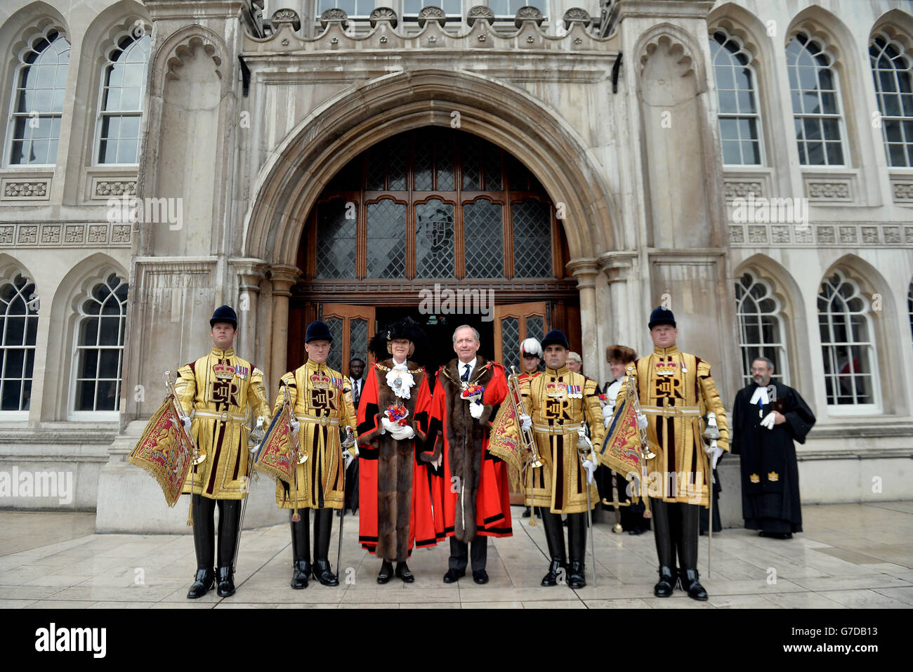 The newly elected Lord Mayor of London Alan Yarrow (third right) with ...