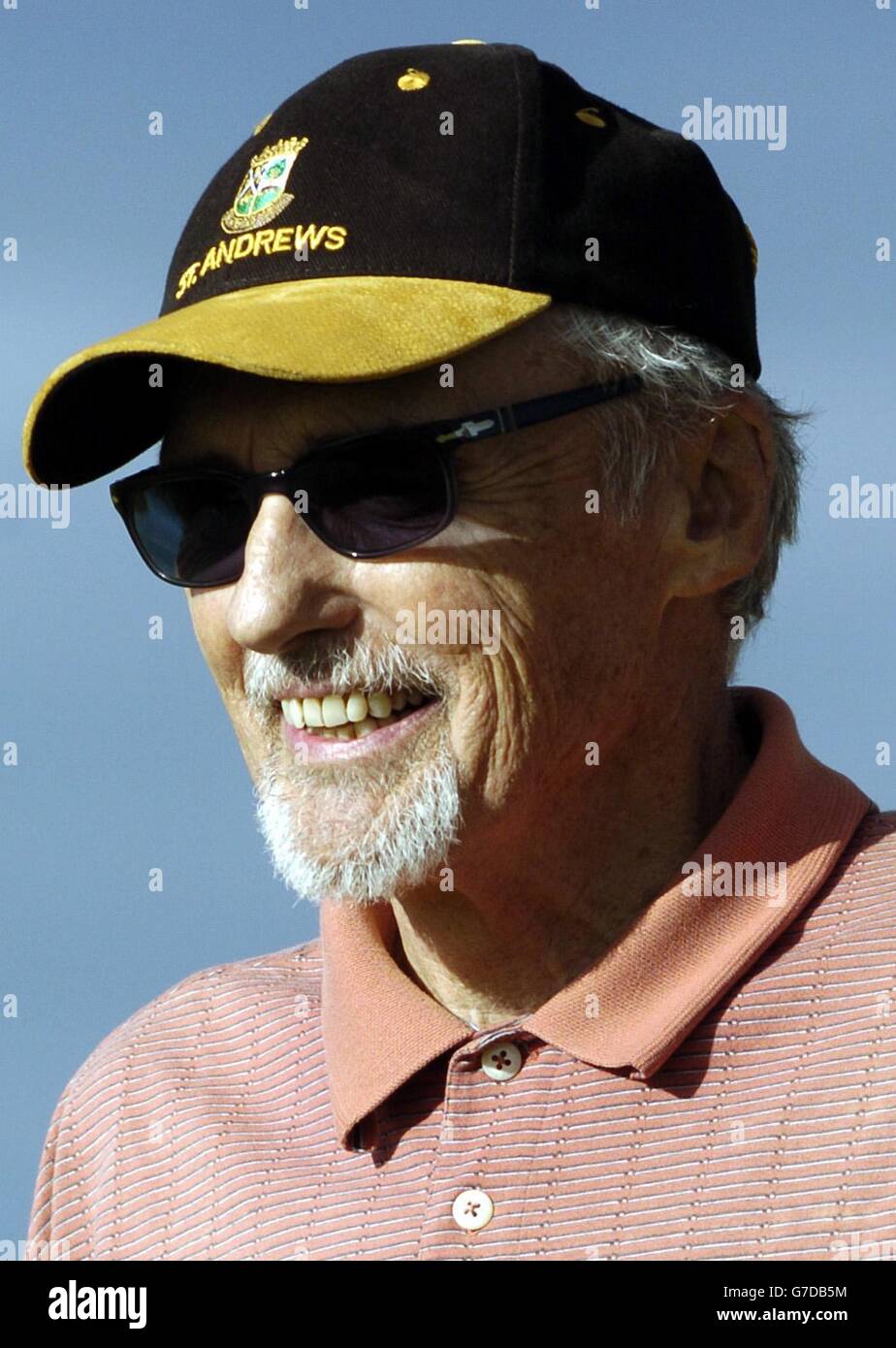 American actor Dennis Hopper at the Old Course St Andrews during his ...