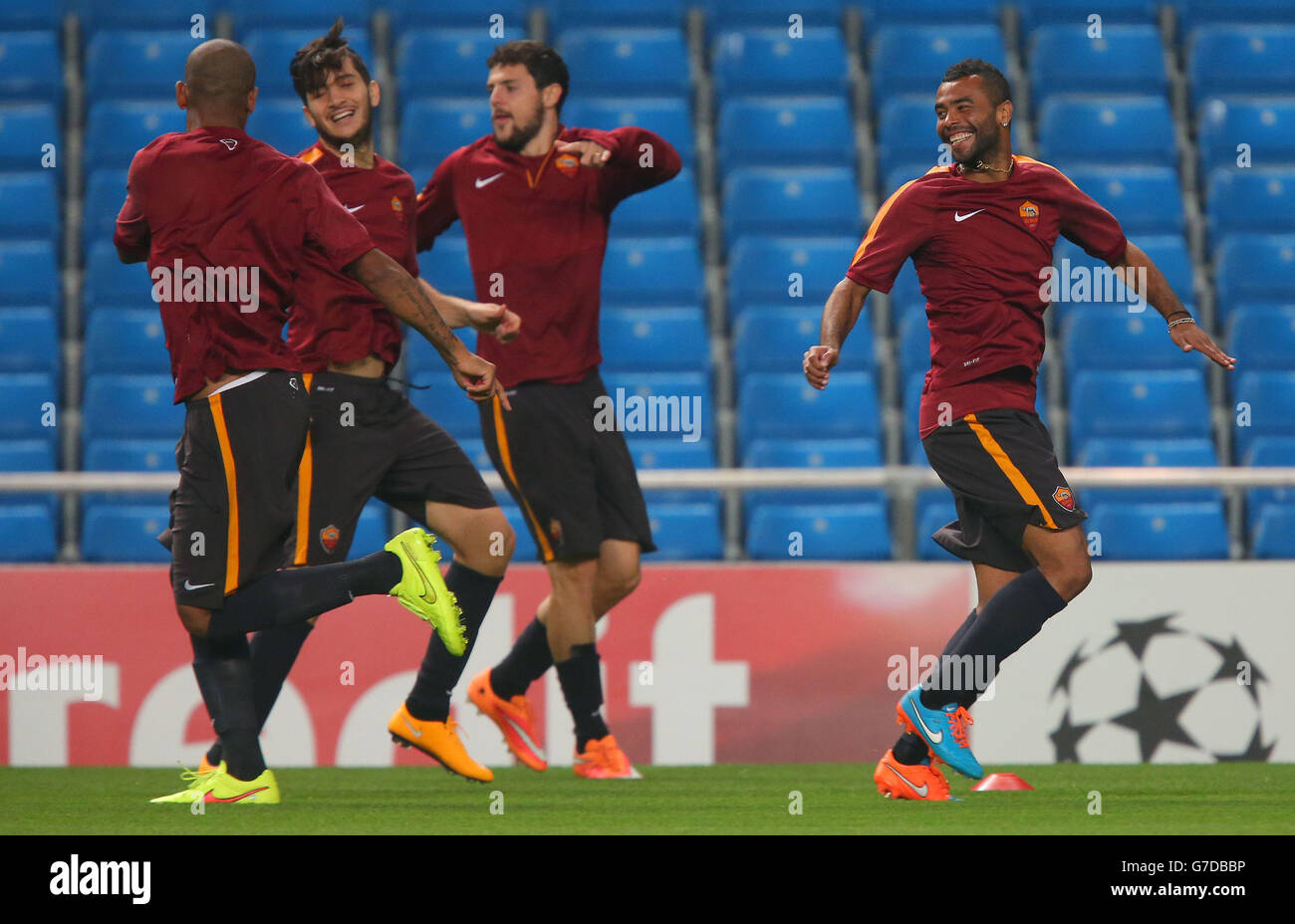Roma's Ashley Cole during a training session at the Etihad Stadium ...