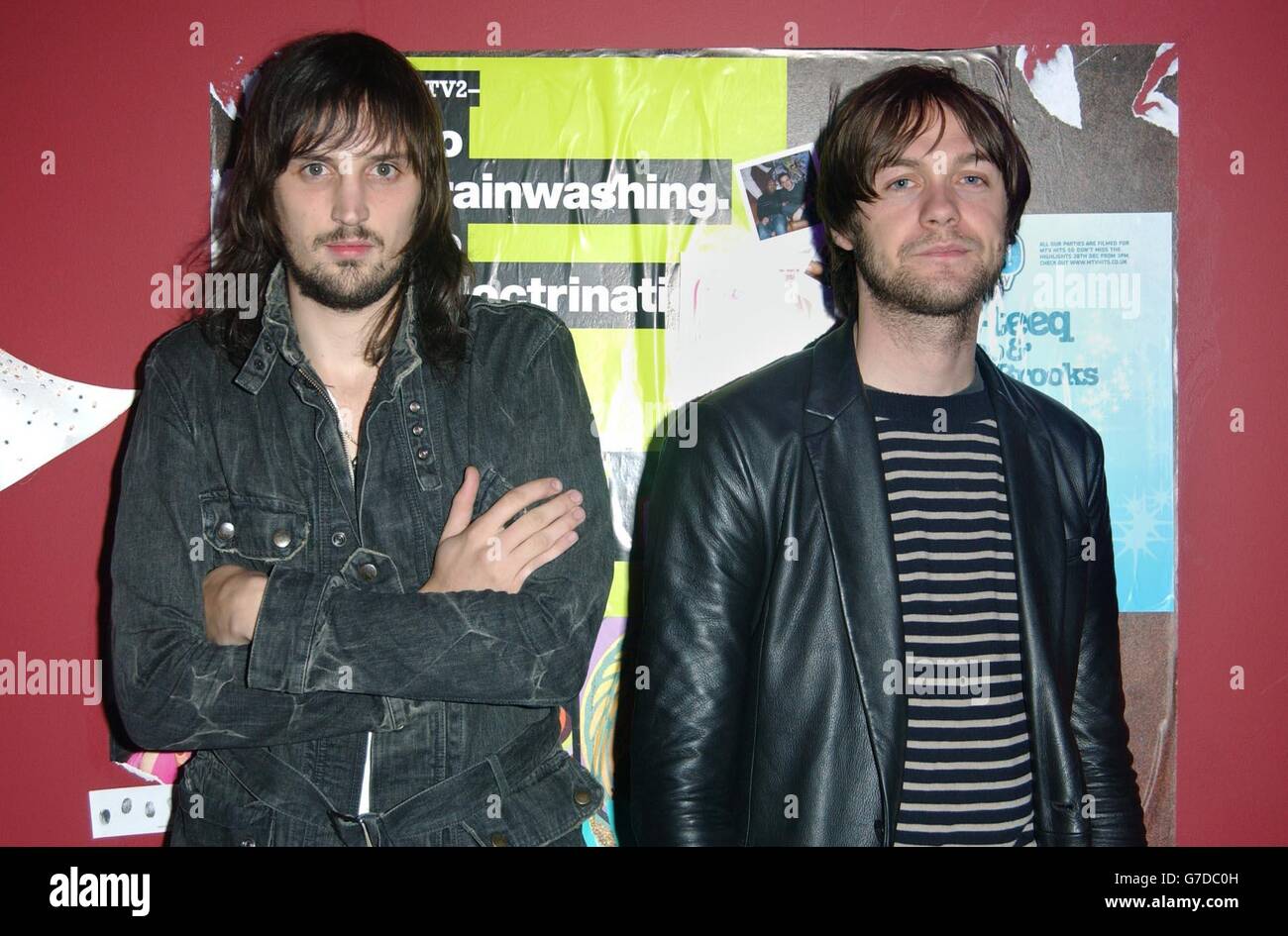 Sergio Pizzorno (left) and Tom Meighan from Leicester band Kasabian ...