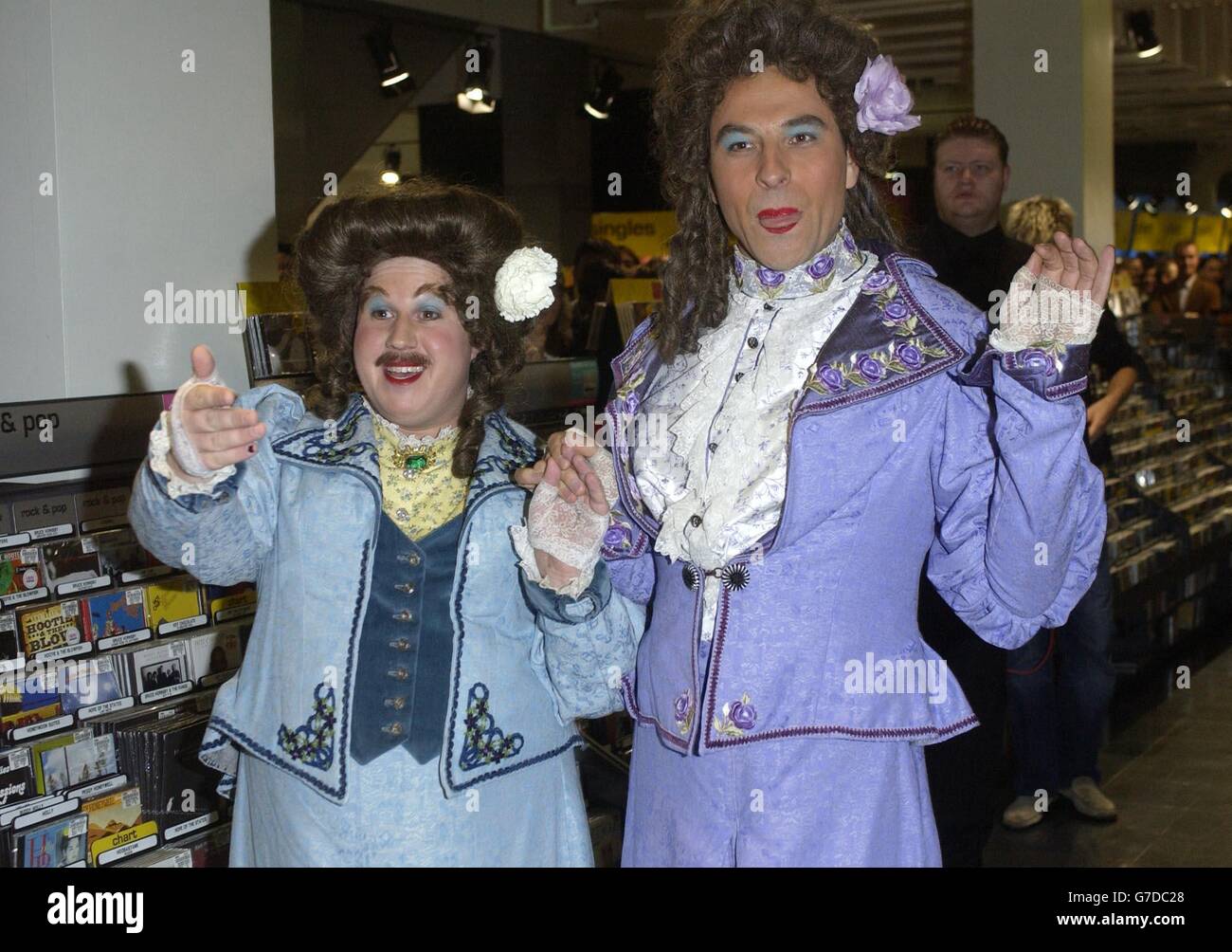 Comedy actors Matt Lucas (left) and David Walliams dress as characters ...