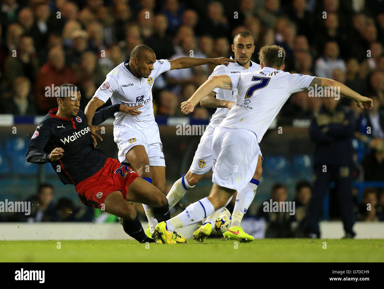 Reading's Nick Blackman and Leeds United's Rodolph Austin battle for ...