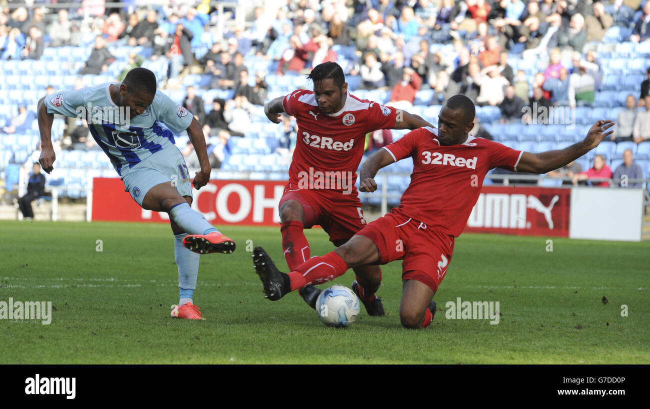Coventry City's Simeon Jackson shoots goalward against Crawley Town as ...