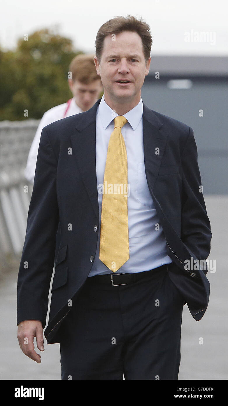 Nick Clegg arrives at BBC Scotland ahead of his appearance on the ...