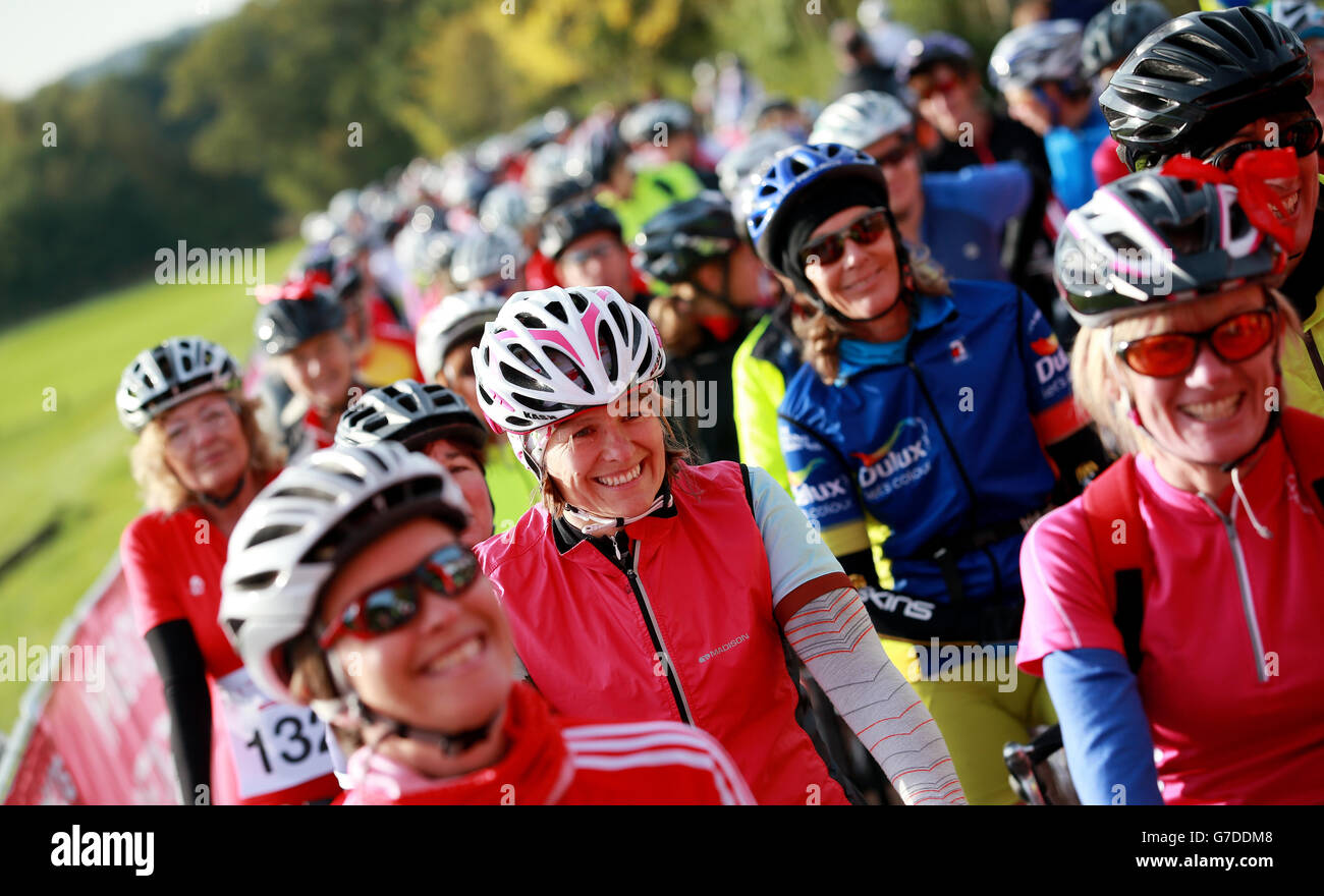 Participants wait for the start of the 50km Breeze Bike ride around Warwick. Sunday October 5th ...