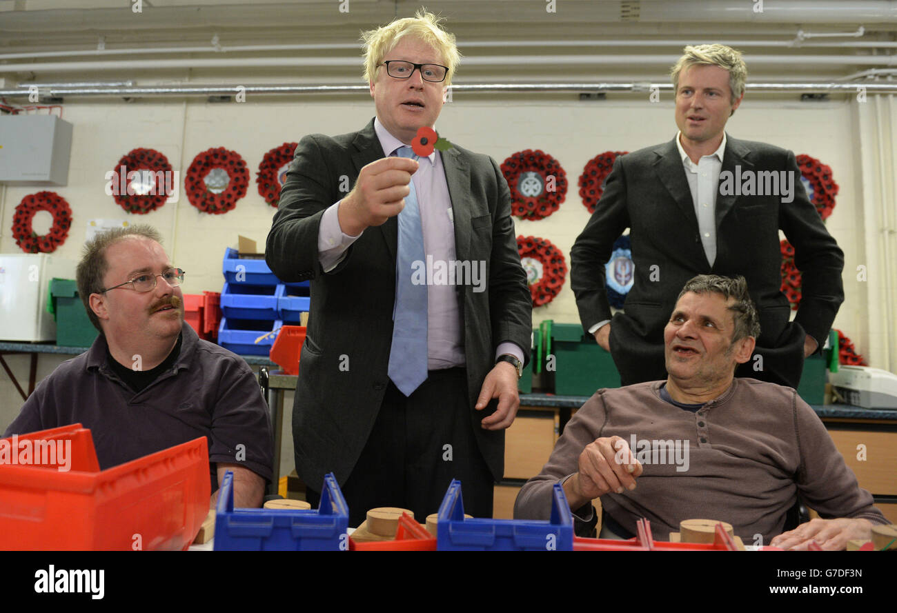 London Mayor Boris Johnson (centre) and local MP Zac Goldsmith (back ...