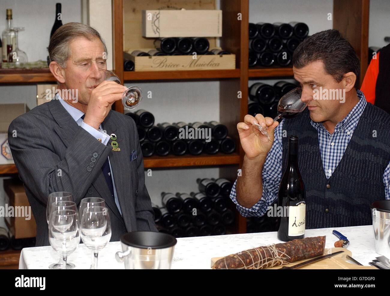 Prince Charles tastes a Bricco Maiolica Lorie Pinot Noir wine Stock ...