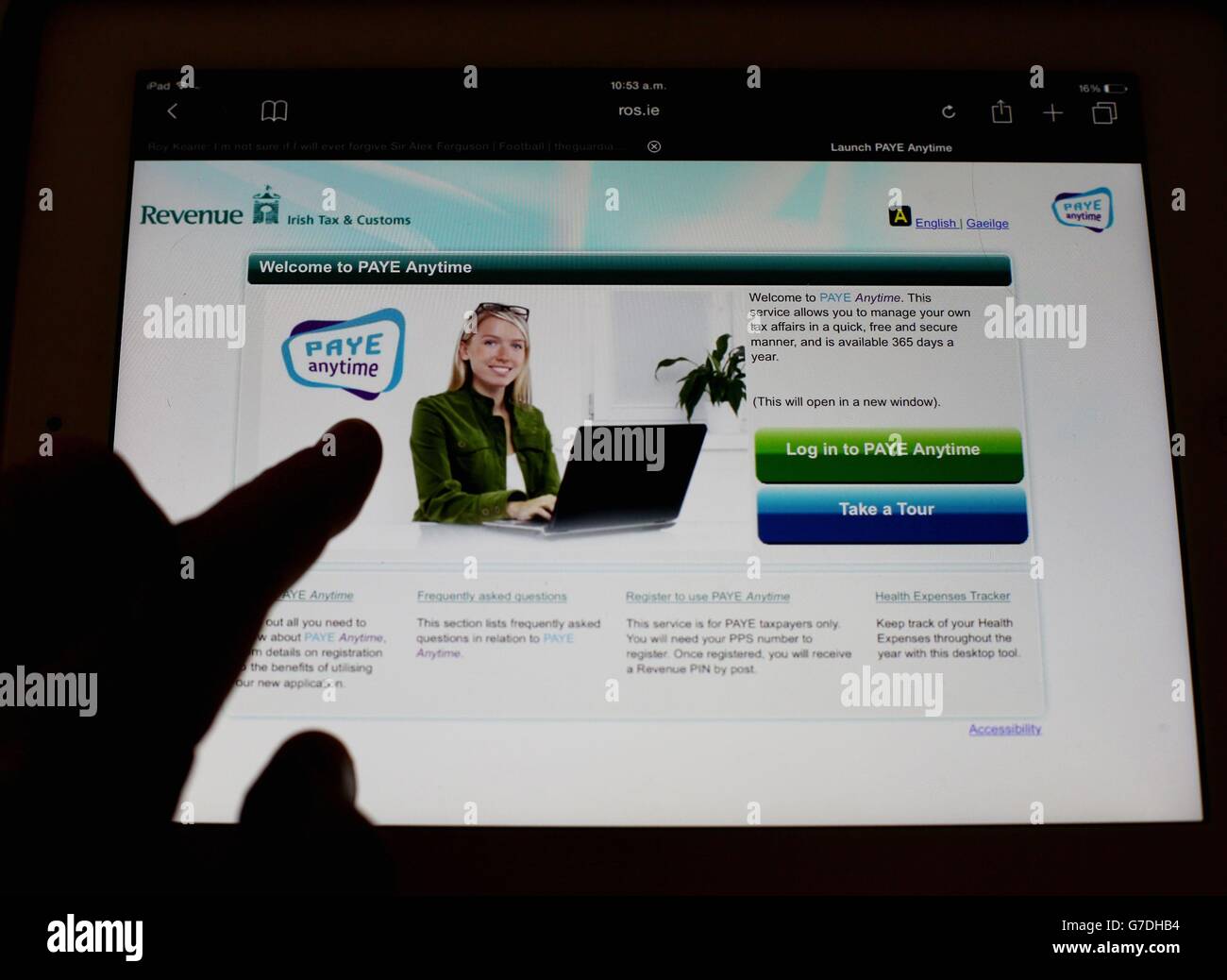 A general view of The Irish Revenue tax calculation app on an iPad as ...