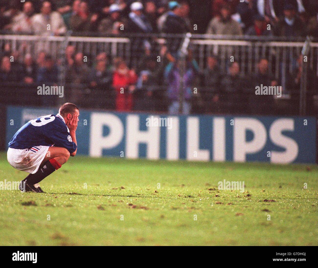 Glasgow Rangers' Scott Wilson dejected at the end of the game as ...