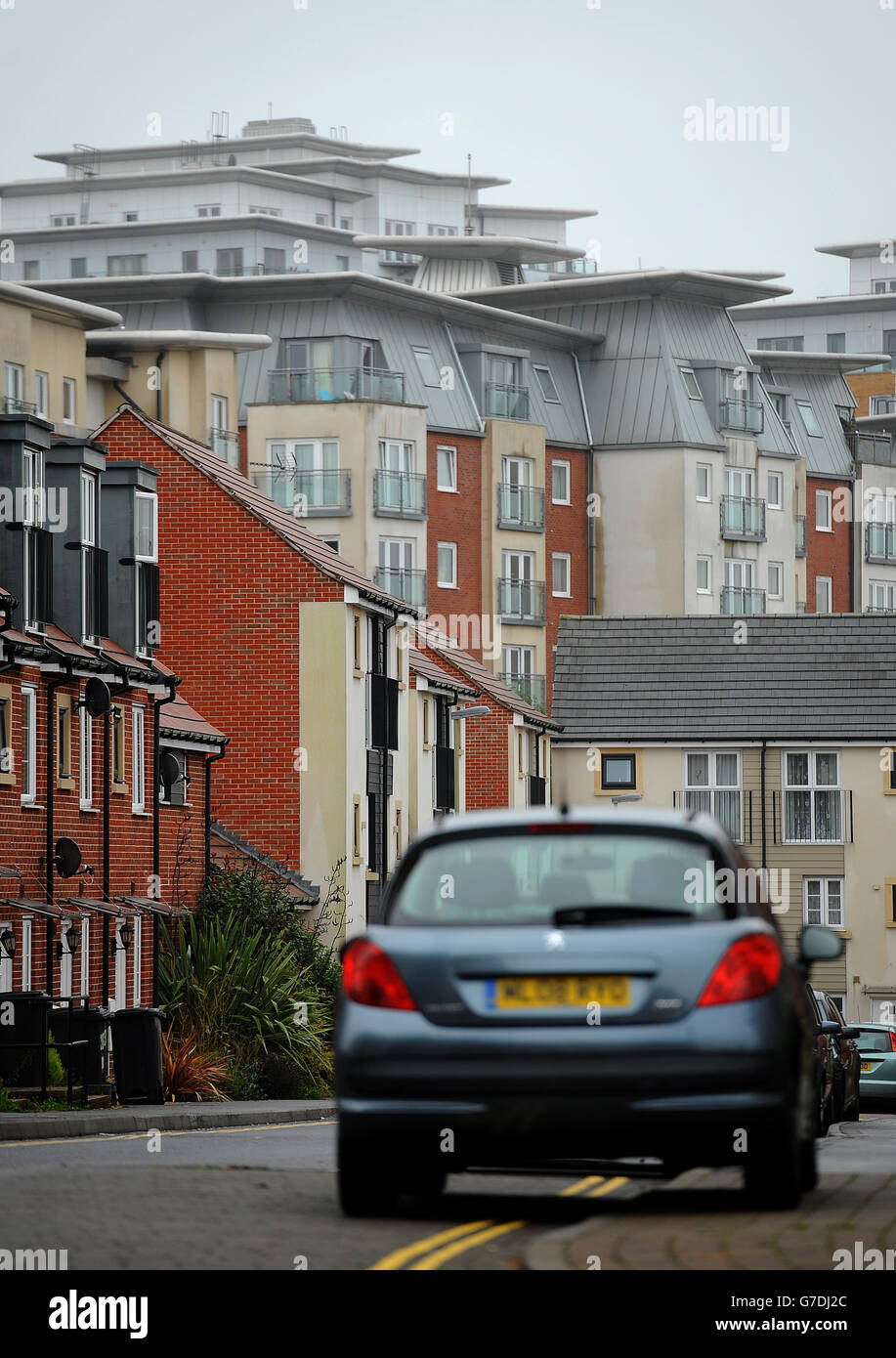 General view of a housing estate and blocks of apartments and flats in ...