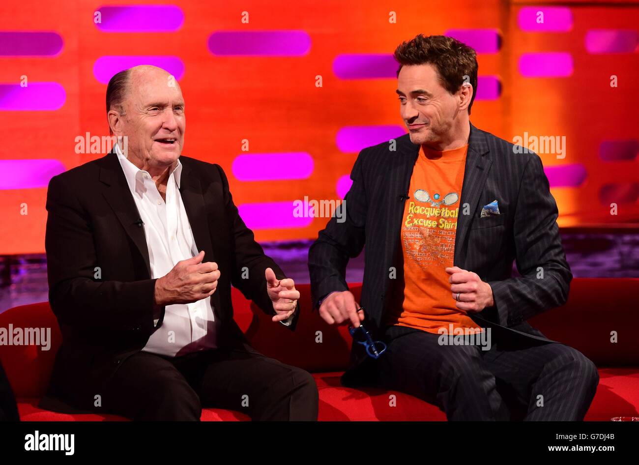 Duvall left jr during filming of the graham show hi-res stock ...