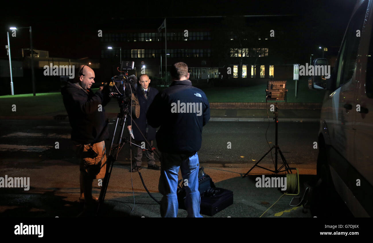 Media gather outside HMP Wymott prison in Lancashire, where Ched Evans ...