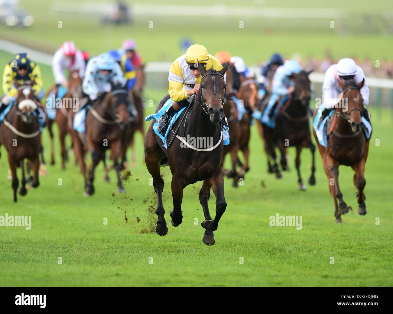 Little Lady Katie ridden by Jordan Vaughan (centre) wins the Dubai ...