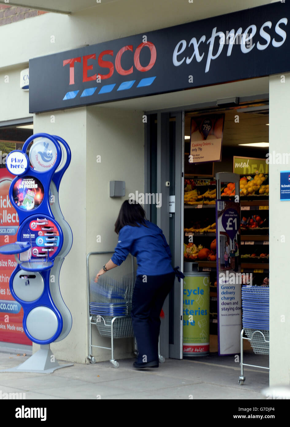 Tesco staff refuse guide dog entry Stock Photo - Alamy