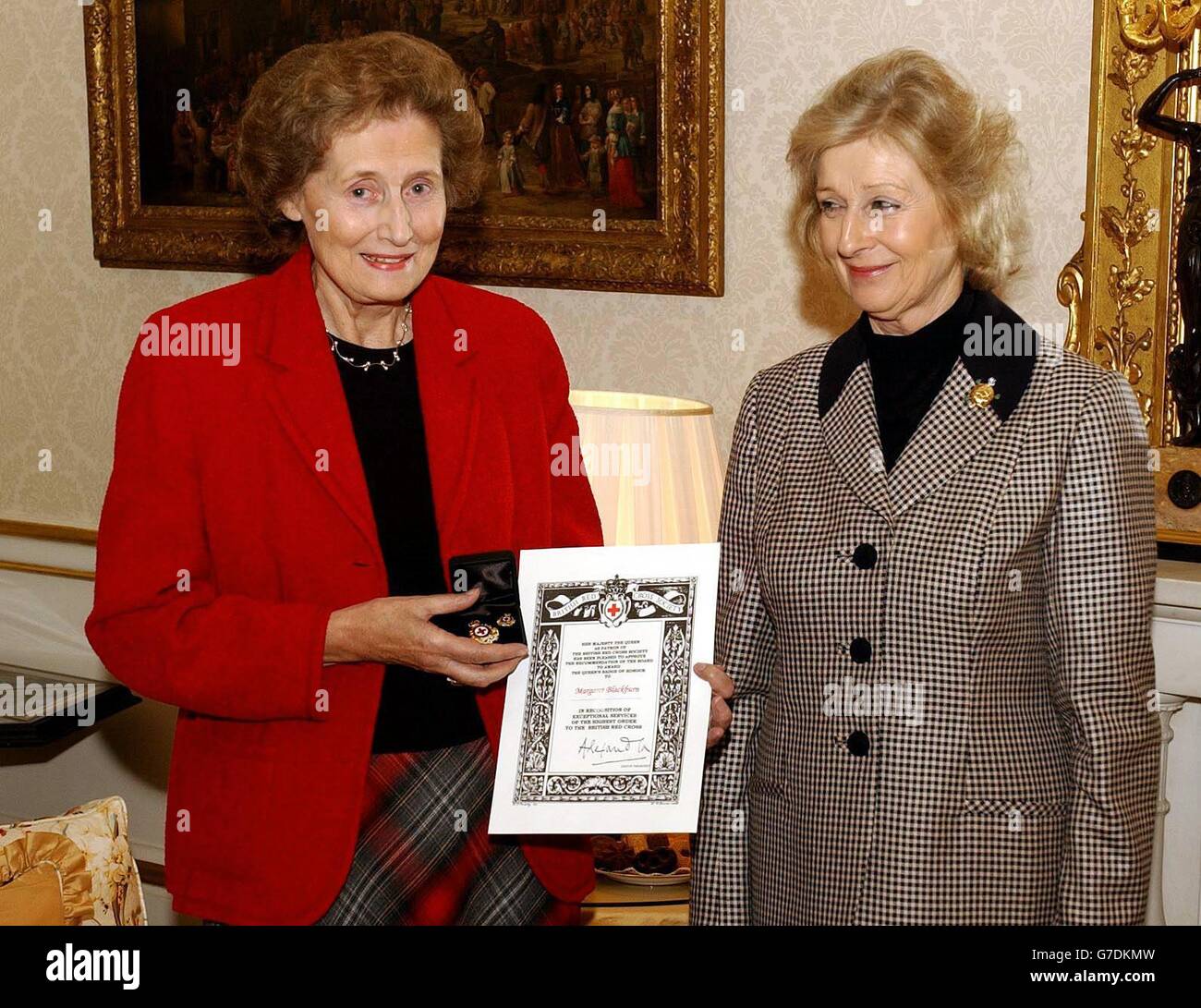 Mrs Margaret Blackburn receives badge of Honour Stock Photo - Alamy