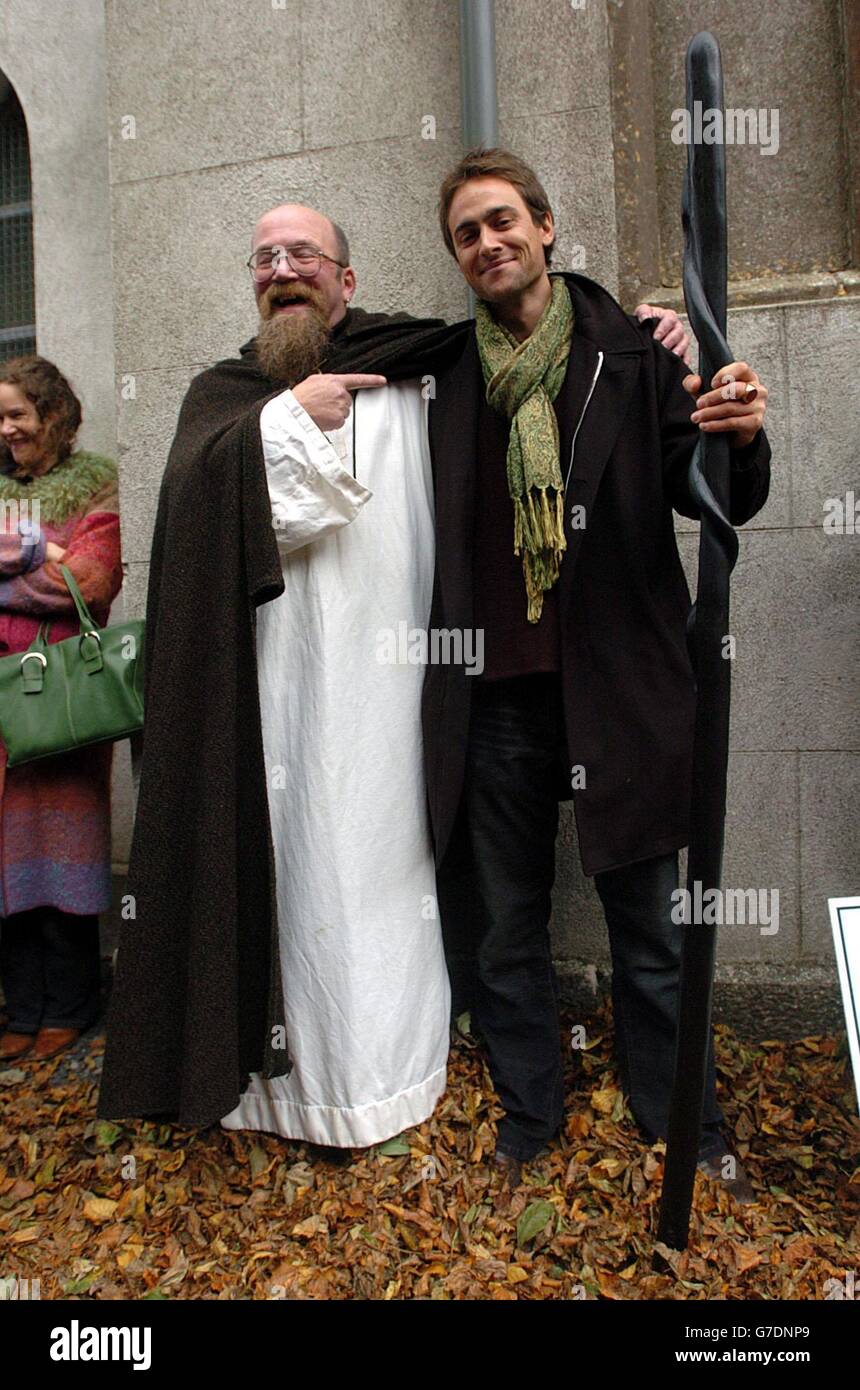 Irish actor Stuart Townsend, shares a joke whilst holding the staff of ...