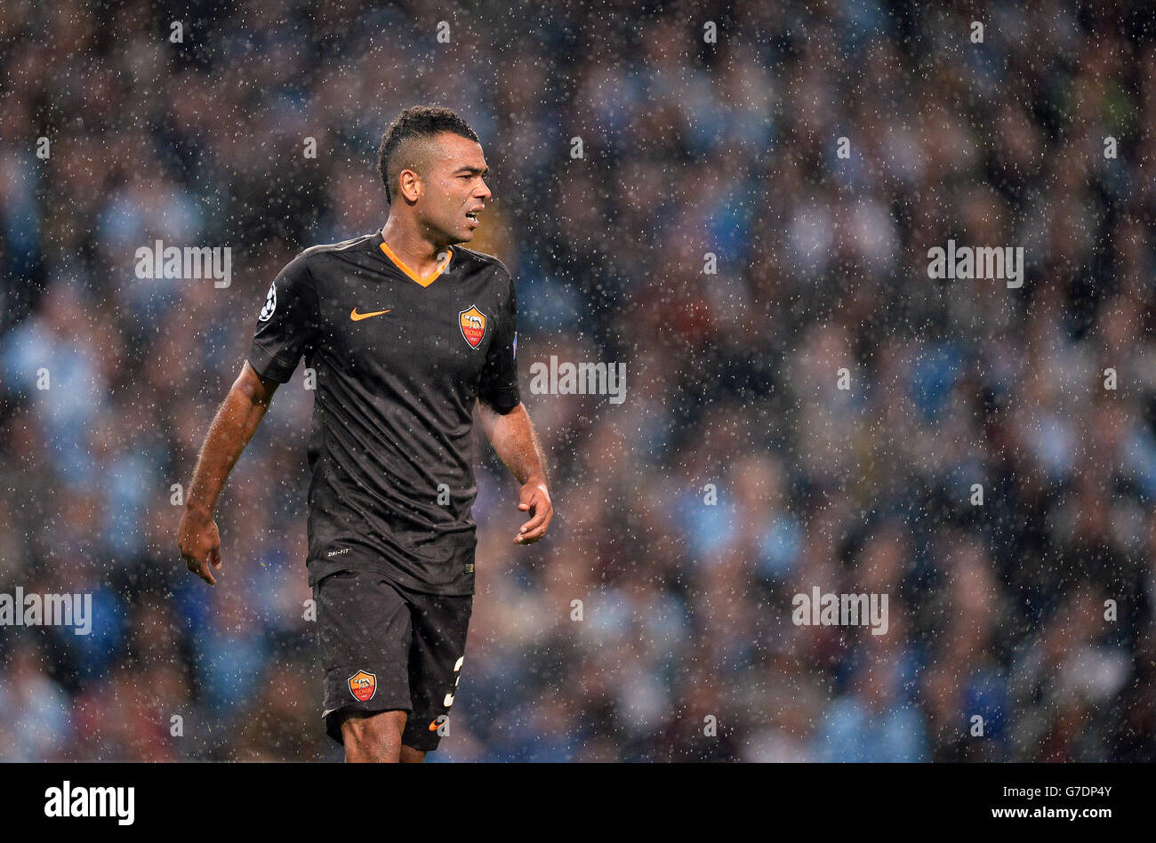 Roma's Ashley Cole in the rain during the UEFA Champions League match ...