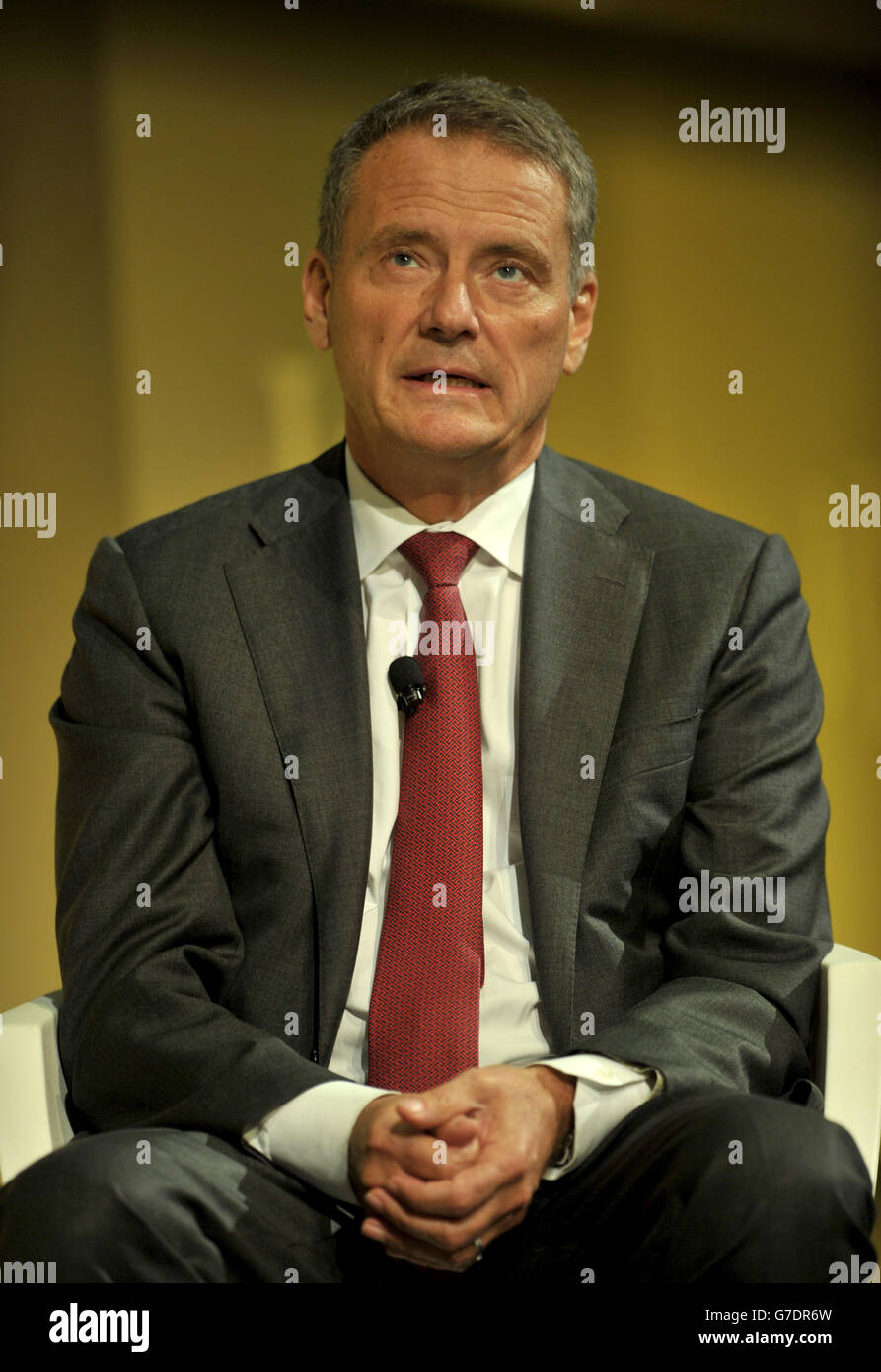 Carl-Henric Svanberg, Chairman of BP and Volvo, speaks during the ...