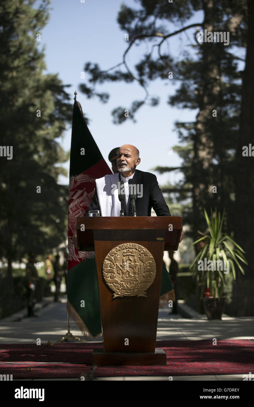 Afghan President Ashraf Ghani holds a press conference, as Prime ...
