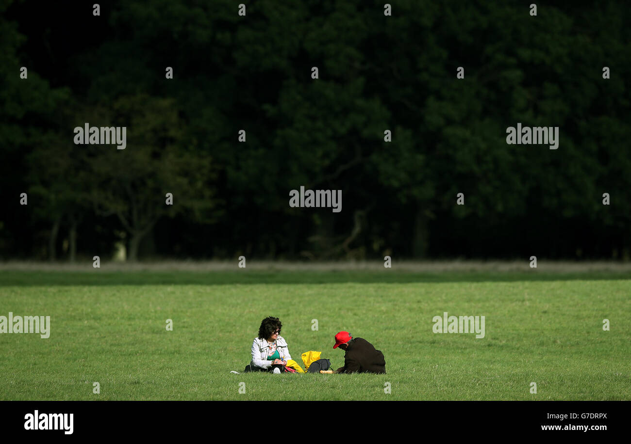 People enjoy a sunny spell in Phoenix Park in Dublin, Ireland Stock ...