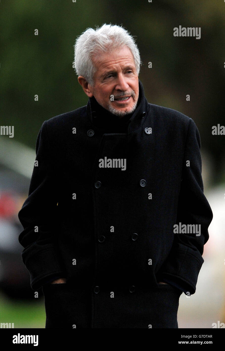 George Layton arrives for the funeral of Lynsey de Paul in the South ...