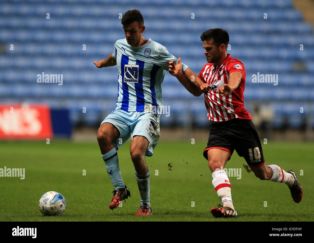 Coventry citys conor thomas and exeter citys jimmy keohane hi-res stock ...