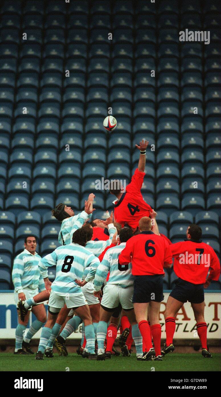Rugby ... England North v Argentina. Line Out Stock Photo - Alamy
