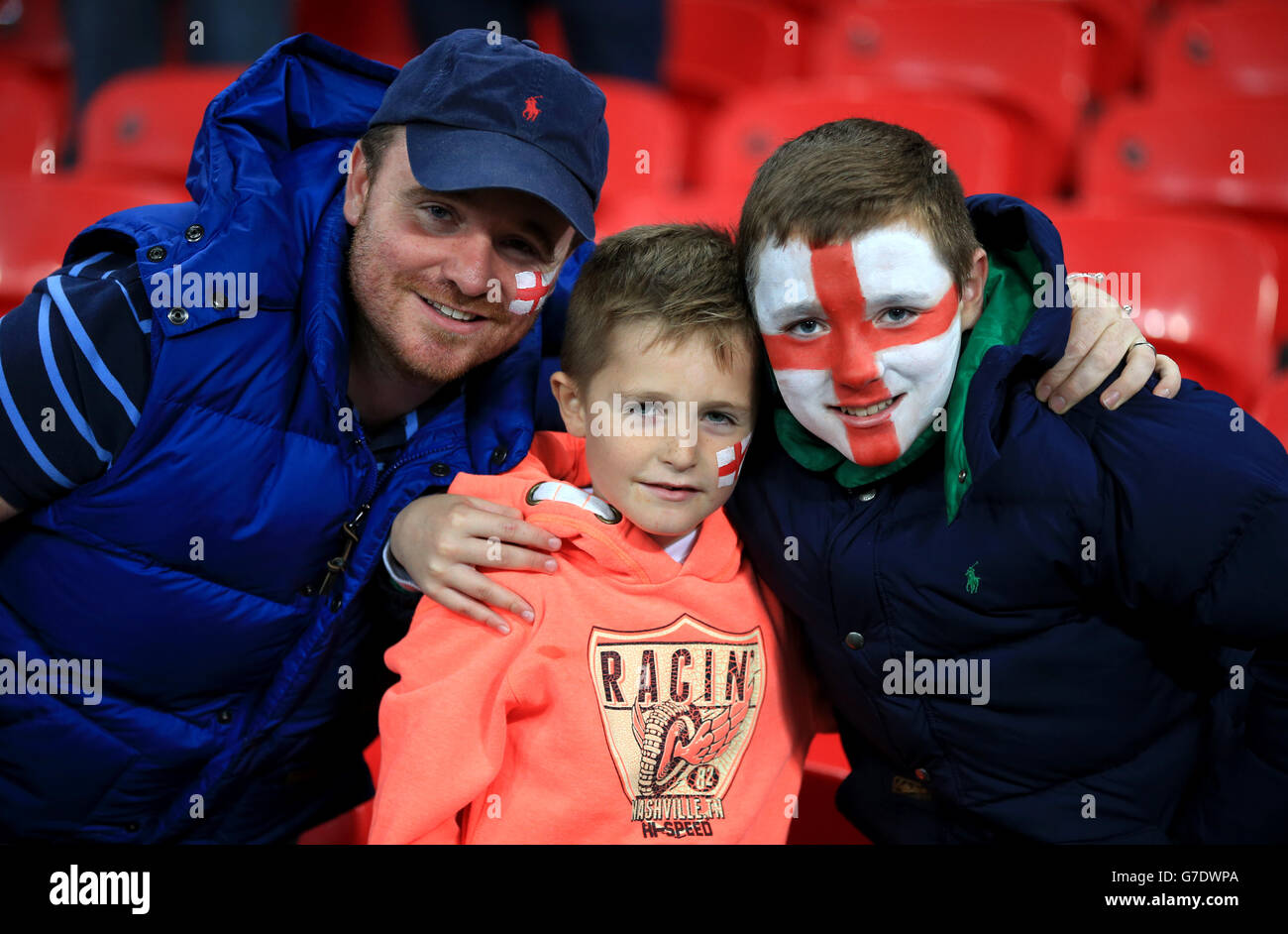 England fans cheer on their side in the stands before the UEFA Euro ...