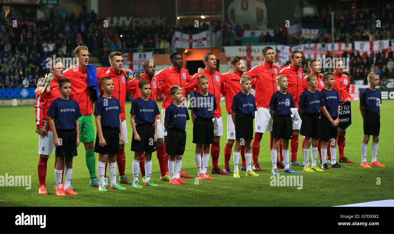England line up during the national anthem prior to the UEFA Euro 2016 ...