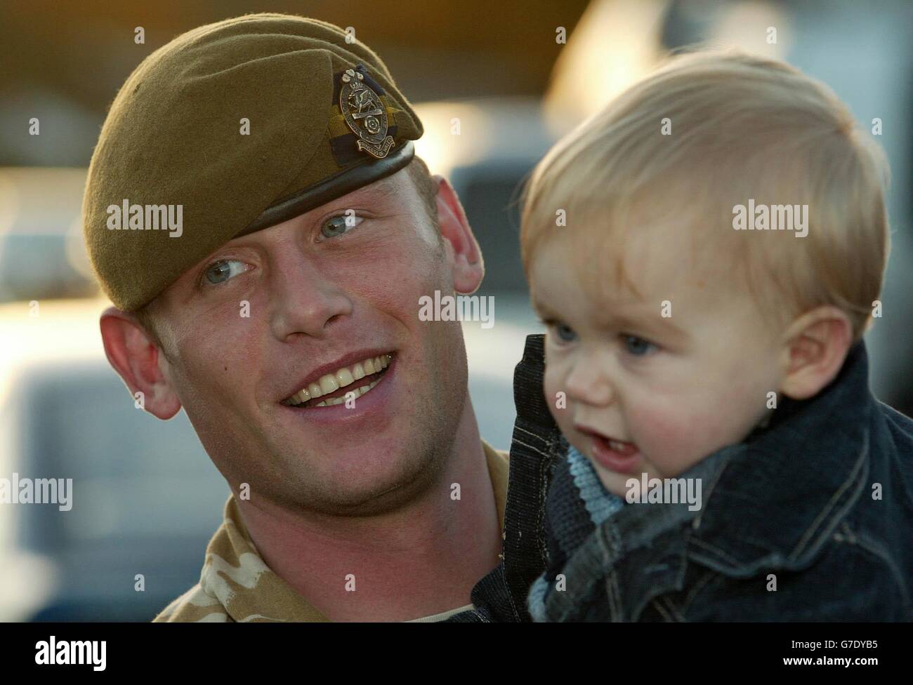 Cpl Darren Wright arrives home from Iraq Stock Photo - Alamy
