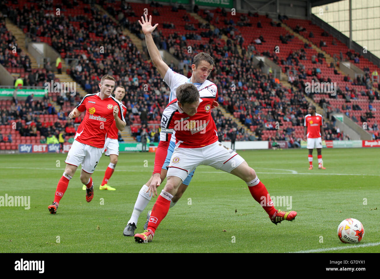 Coventry City's Danny Pugh (behind) and Crewe Alexandra's Matt Tootle ...