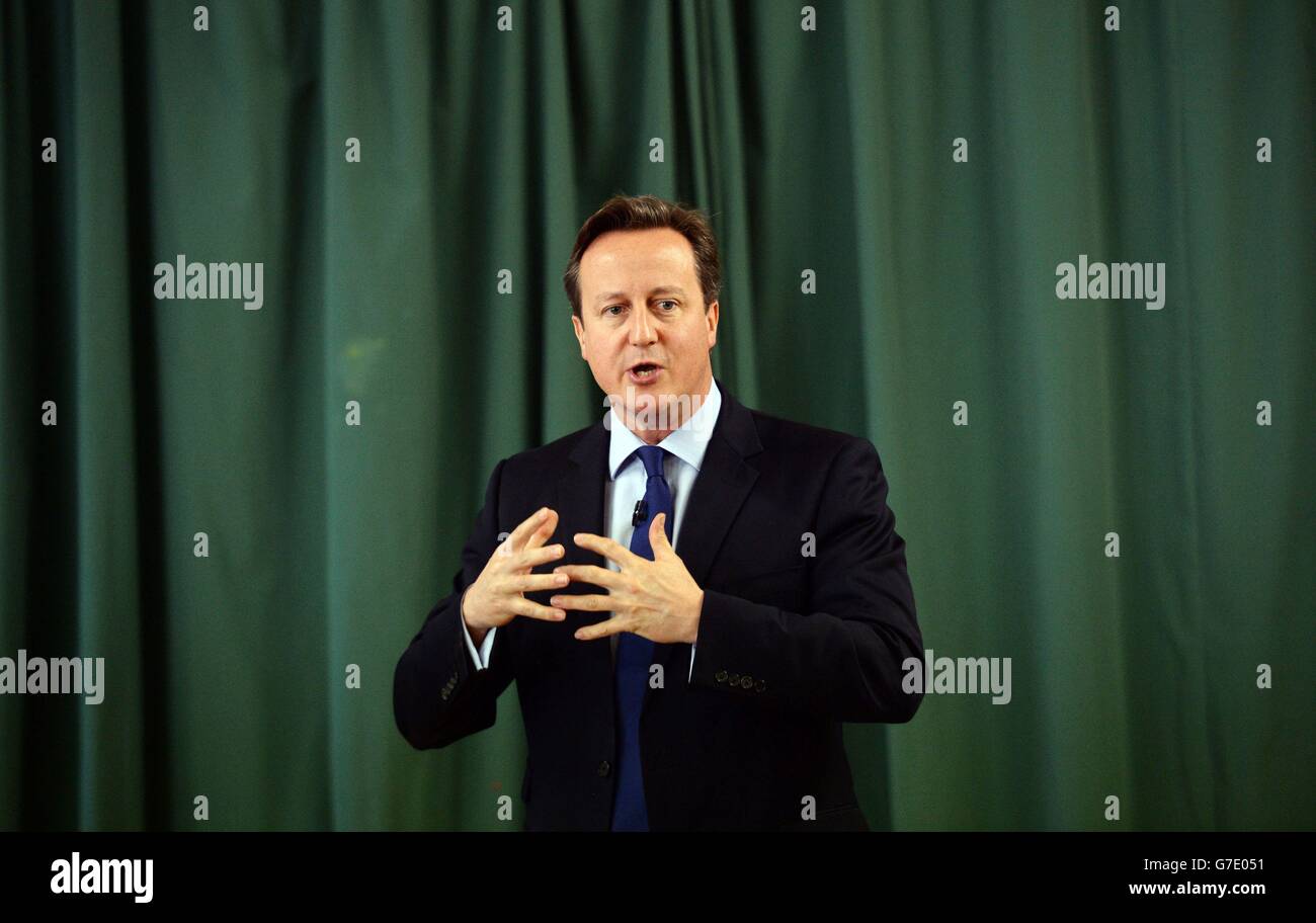 Prime Minister David Cameron at Wainscott Memorial Hall in Rochester as ...