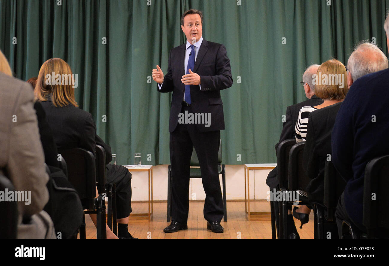 Prime Minister David Cameron at Wainscott Memorial Hall in Rochester as ...