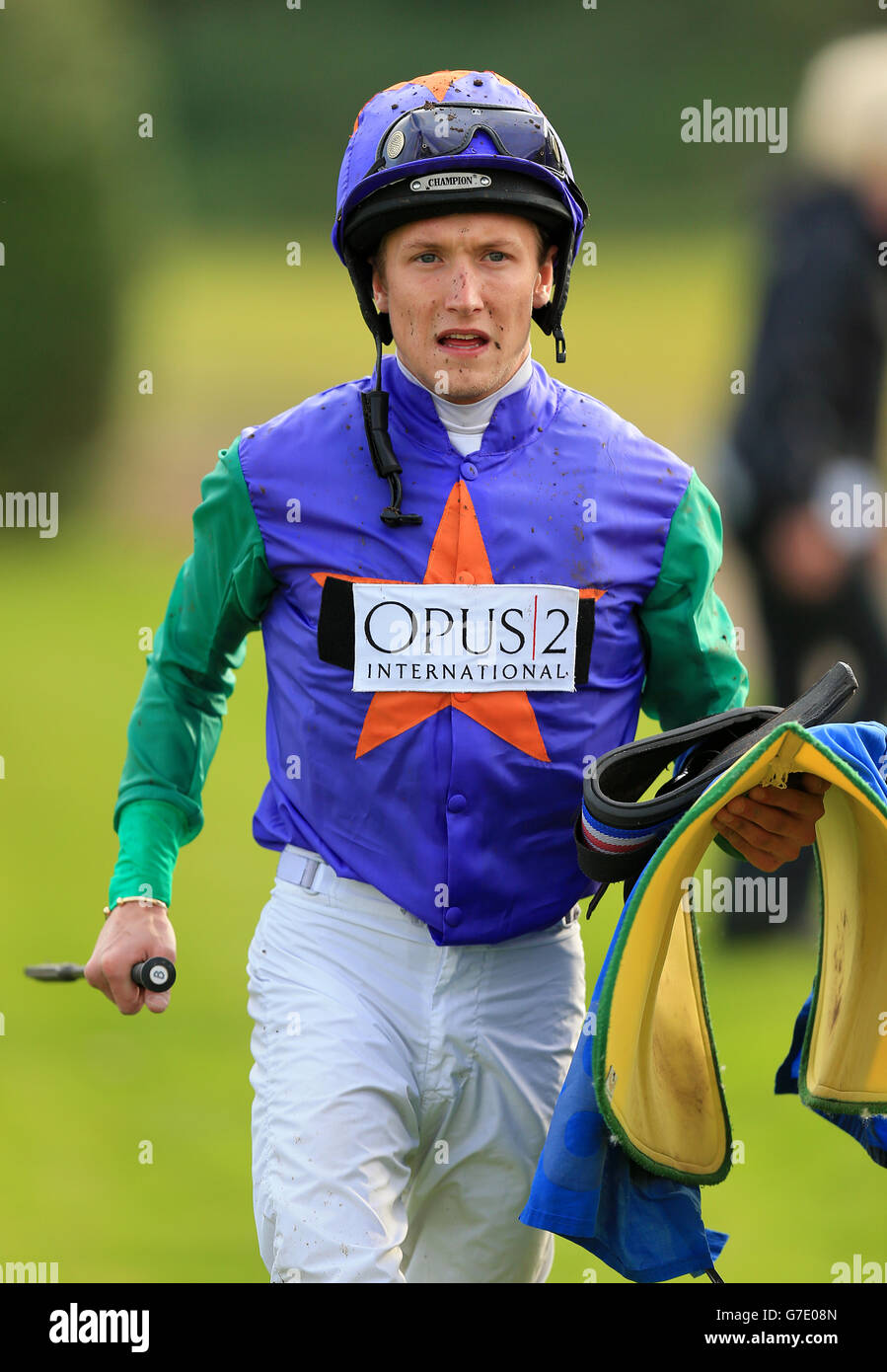 Horse Racing - Nottingham Racecourse. Toby Atkinson, jockey Stock Photo ...