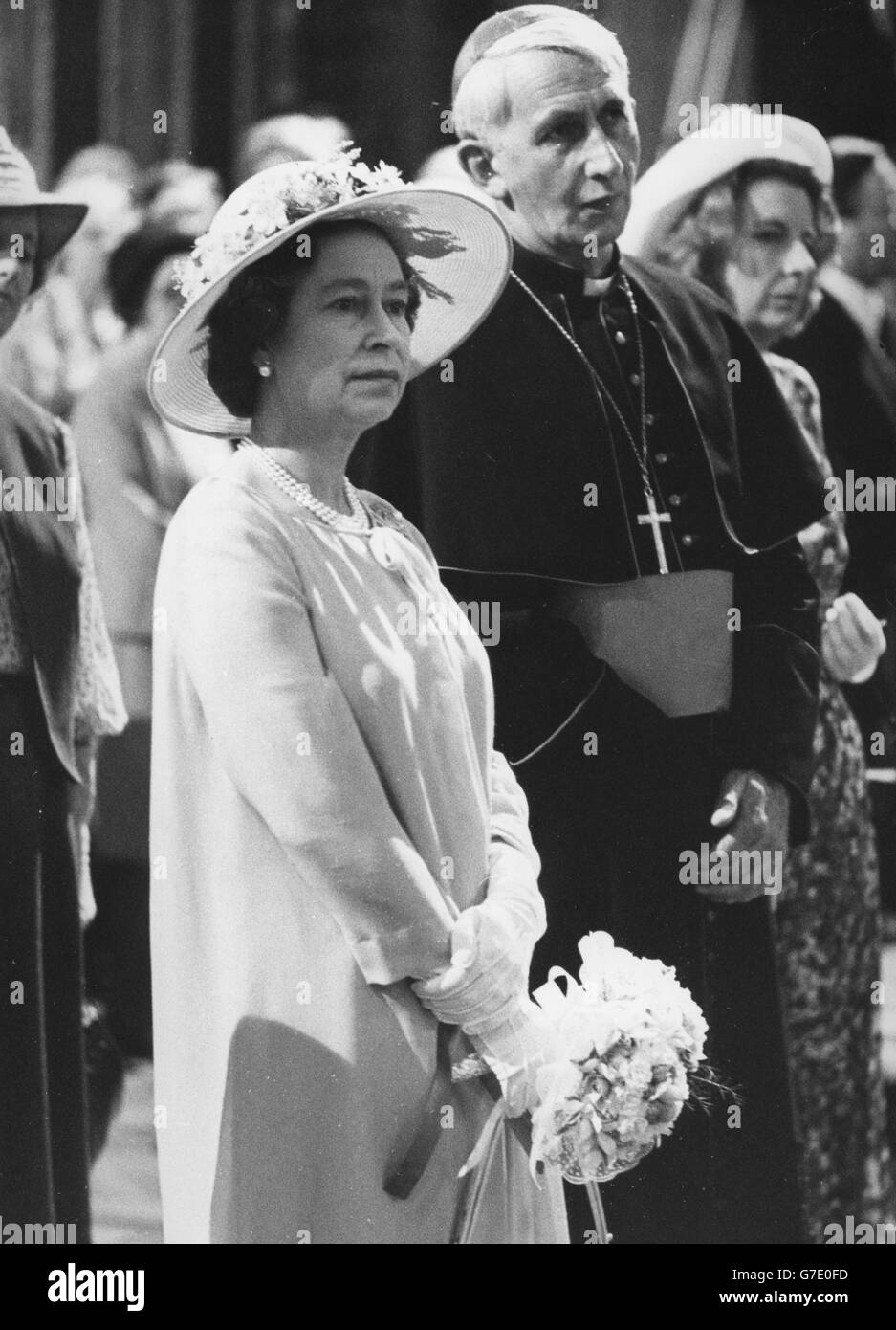 Queen Elizabeth II and Cardinal Basil Hume, Archbishop of Westminster ...